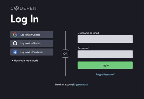 Google Log In CodePen
