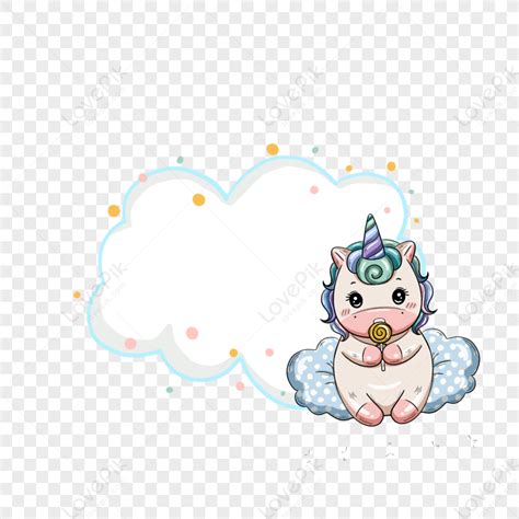 Lollipop Unicorn Hand Drawn Clouds 대화 일러스트 상자 장식 이상한 Png 일러스트 무료 다운로드 Lovepik