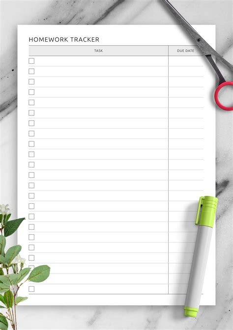 Download Printable Babe Homework Tracker PDF