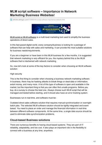 MLM Script Software Importance In Network Marketing Business Websites By ARM MLM Software Issuu