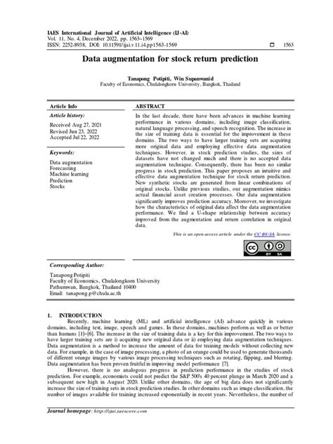 Data Augmentation For Stock Return Prediction Pdf Dependent And
