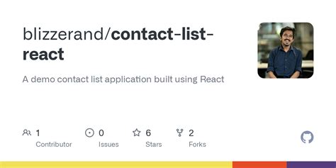 GitHub Blizzerand Contact List React A Demo Contact List Application Built Using React