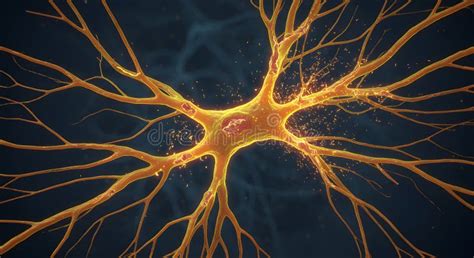 Microscopic View Of A Neuron Cell Firing Neural Network Synaptic Transmission Brain Cell