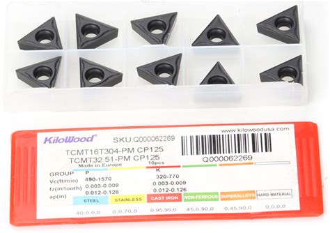 Kilowood Cnc Tcmt16t304 Pm Cp125 Turning Insert 10 Pieces For Steel