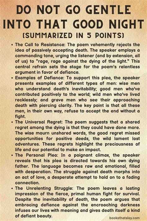do not go gentle into that good night summary analysis and themes