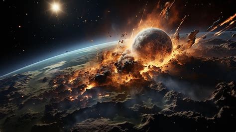 premium photo satellite view of a giant meteor crashing into earth