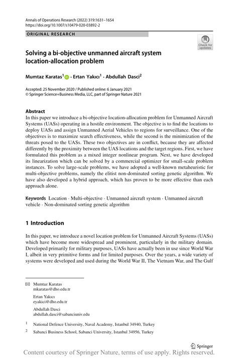 Solving A Bi Objective Unmanned Aircraft System Location Allocation Problem Request Pdf