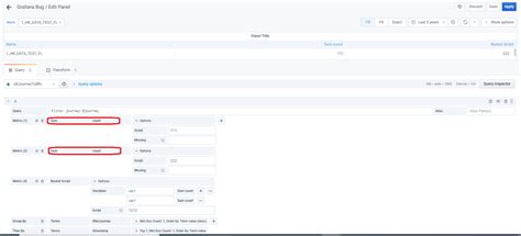grafana fails to show the values of the bucket script when two similar