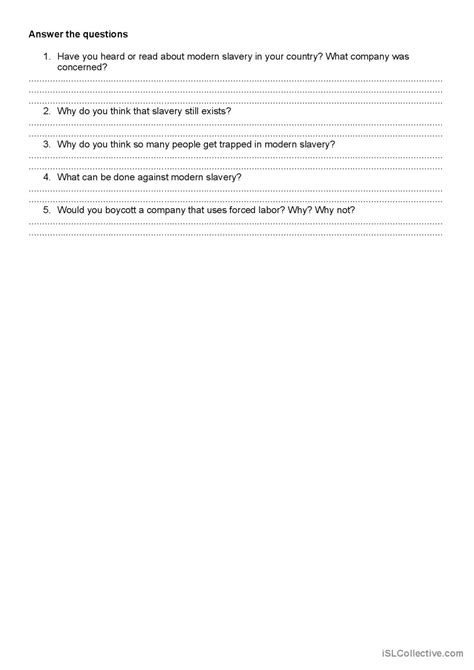 Exploitation Modern Slavery Genera… English Esl Worksheets Pdf And Doc