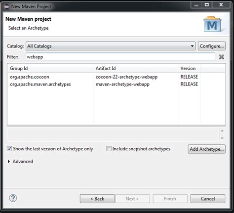 Java Eclipse Maven Integration Archetype Is Not On The List Stack Overflow