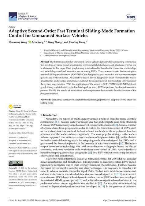 PDF Adaptive Second Order Fast Terminal Sliding Mode Formation Control For Unmanned Surface