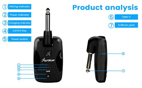 Amazon Com Asmuse Wireless Guitar System GHz Guitar Transmitter Receiver Rechargeable Audio