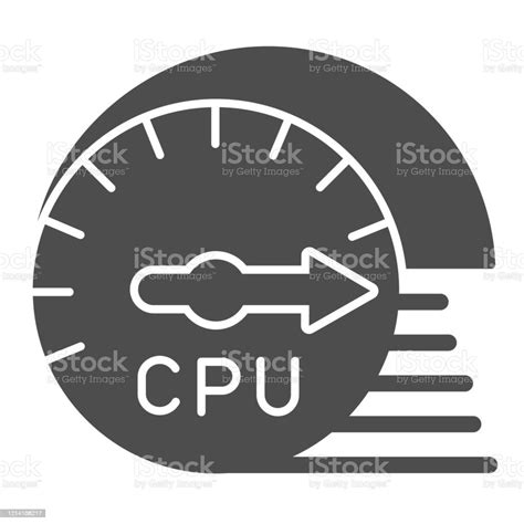 Processor Usage And Load Speed Solid Icon Cpu Chip Performance Sensor