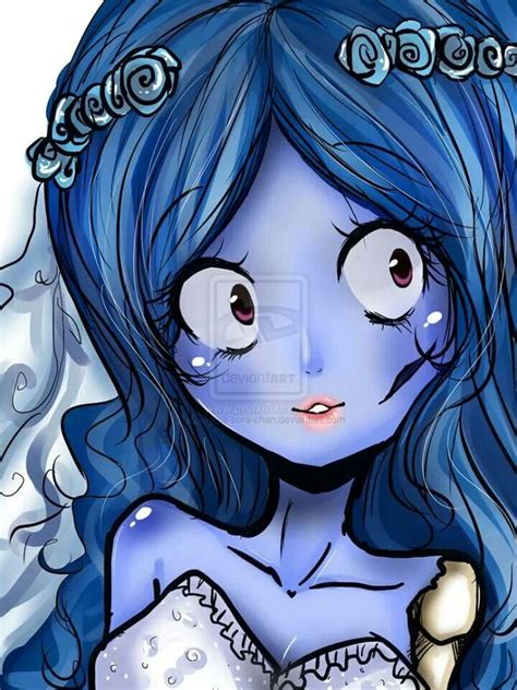 A Drawing Of A Woman With Blue Hair Wearing A Dress And Pearls On Her Head