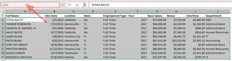Excel Named Ranges