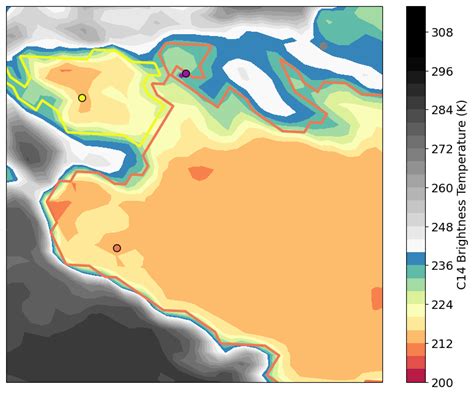 track on radar data segment on satellite data — tobac documentation