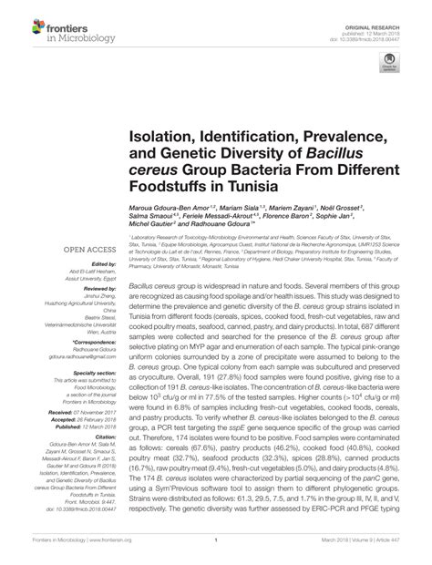Pdf Isolation Identification Prevalence And Genetic Diversity Of