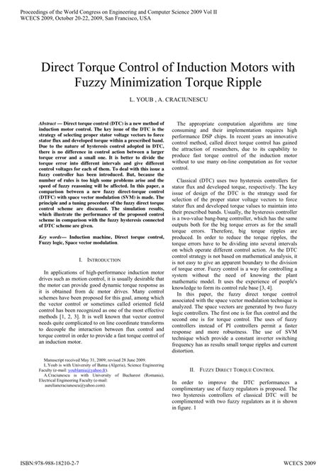 Pdf Direct Torque Control Of Induction Motors With Fuzzy Minimization Torque Ripple