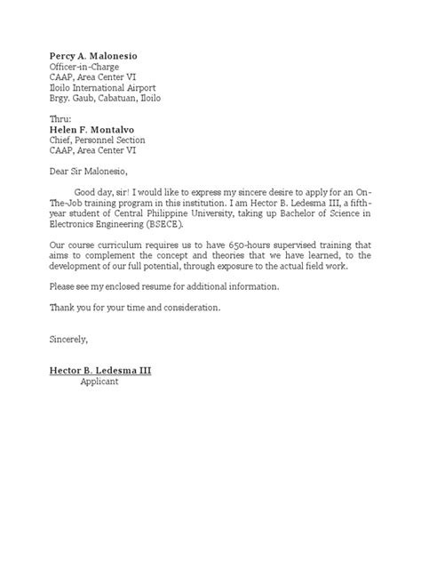 Caap Application Letter Pdf