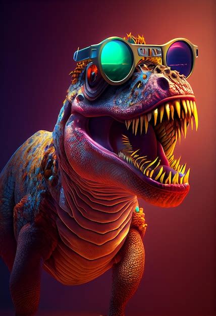 Premium Ai Image Predatory Dinosaur In Sunglasses Ai Generated