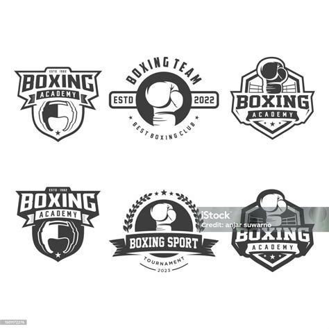 권투 클럽 엠블럼 세트 토너먼트 권투 아이콘 디자인 흰색 배경에 권투 글러브 벡터 권투 스포츠에 대한 스톡 벡터 아트 및 기타 이미지 권투 스포츠 로고 권투 글러브