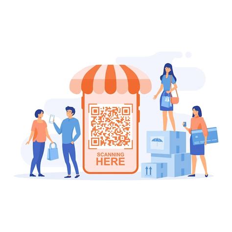 Premium Vector Qr Code Concept Young People Scanning Barcode Using Mobile Smartphone For