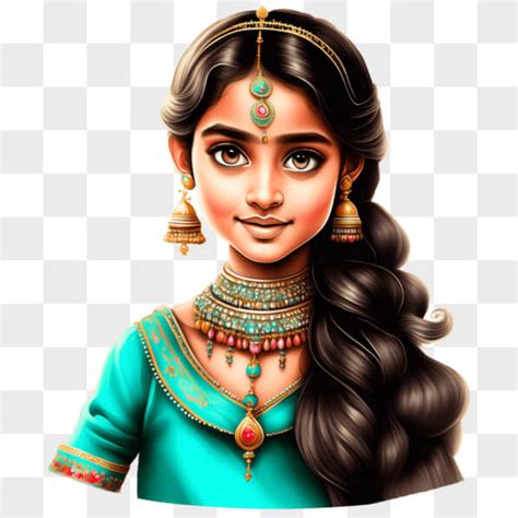 Baixe Personagem De Desenho De Menina Indiana Tradicional Pngs