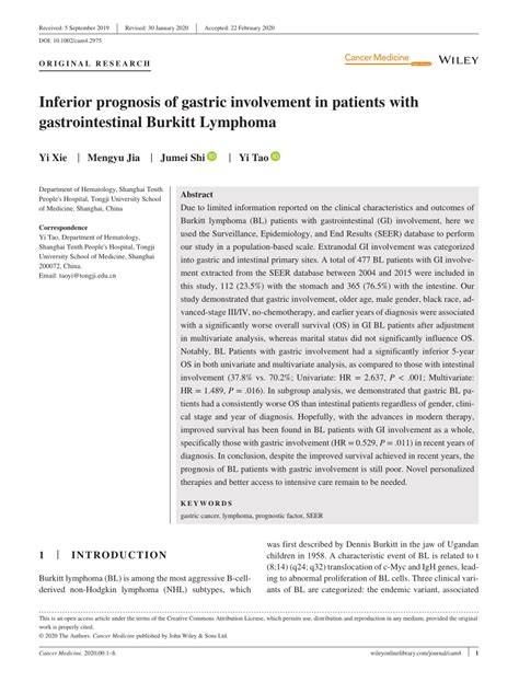 Pdf Inferior Prognosis Of Gastric Involvement In Patients With