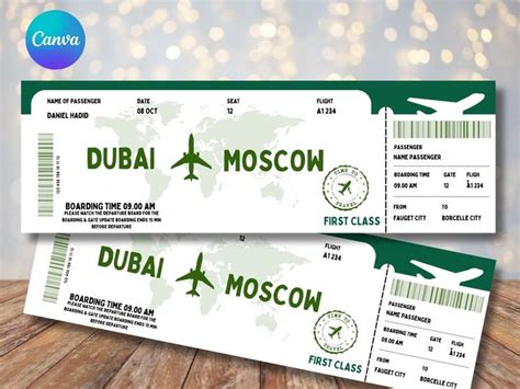 Editable Boarding Pass Template Canva Boarding Pass Customizable