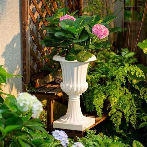 Nuptio 2 Pcs Classic Urn Planter 197 Inch Tall Large Plastic Outdoor