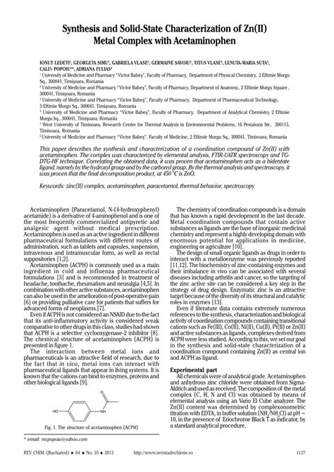 Pdf Synthesis And Solid State Characterization Of Znii Metal