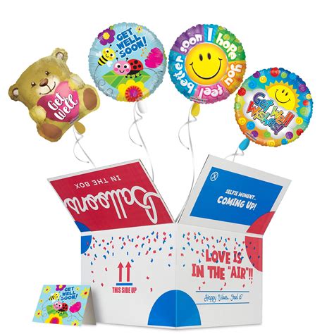 Get Well Teddy Bear Balloon Bouquet Balloons In The Box