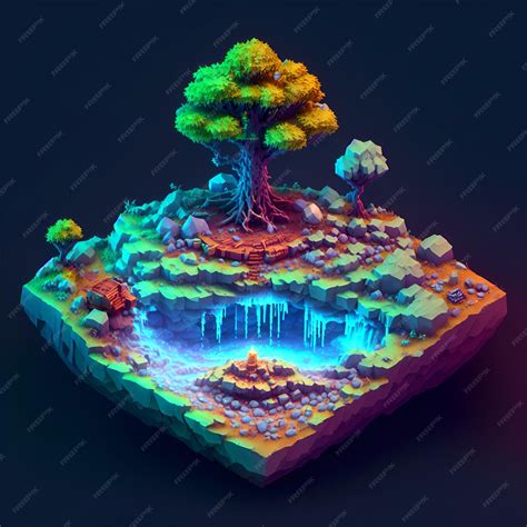 Premium Ai Image Flying Island Game Elements Floating Island Game