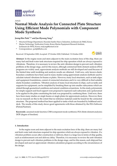 Pdf Normal Mode Analysis For Connected Plate Structure Using