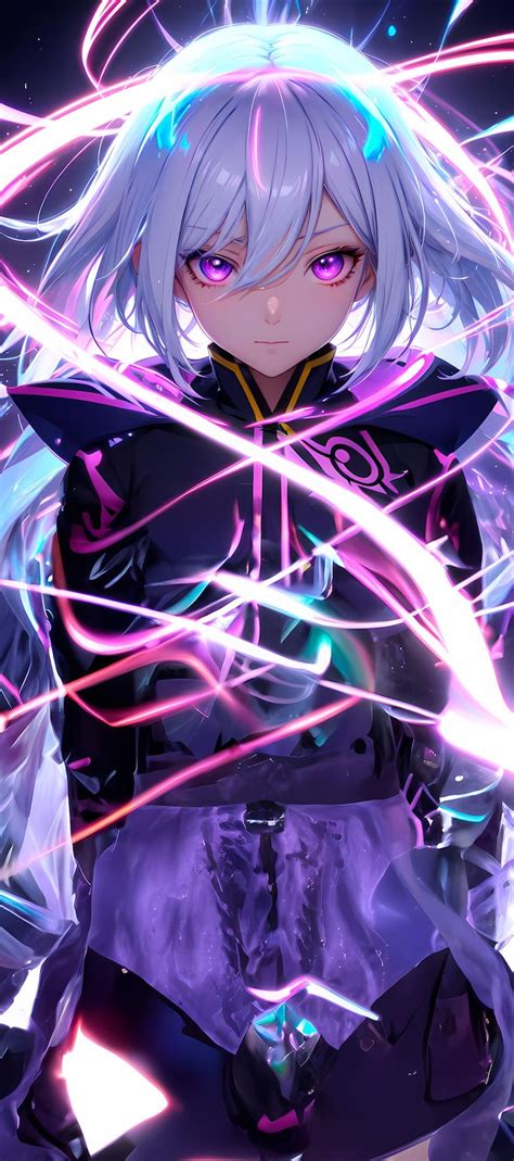 Premium Photo Anime Girl White Hair Purple Eyes