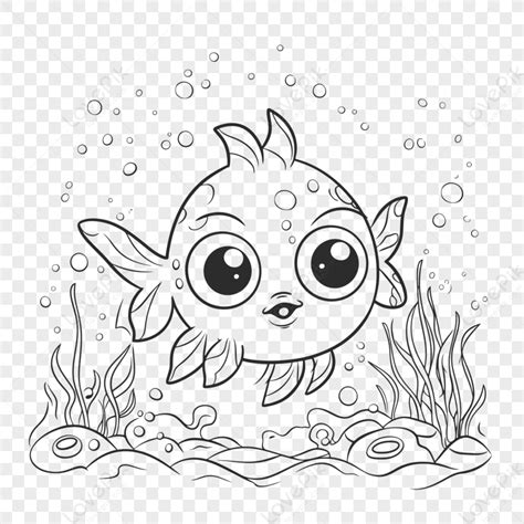 인쇄할 수 있는 귀여운 애완 물고기 색칠하기 페이지 인쇄할 수 있는 귀여운 개요 스케치 그림 벡터 Png 일러스트 무료 다운로드 Lovepik