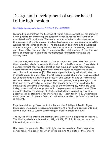 Design And Development Of Sensor Based Traffic Light System Pdf Traffic Traffic Light
