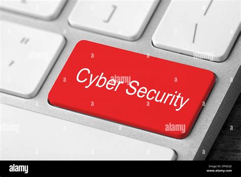 Red Button With Phrase Cyber Security On Keyboard Closeup View Stock Photo Alamy
