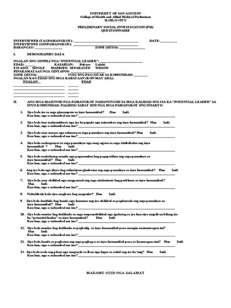 Psi Questionnaire Pdf