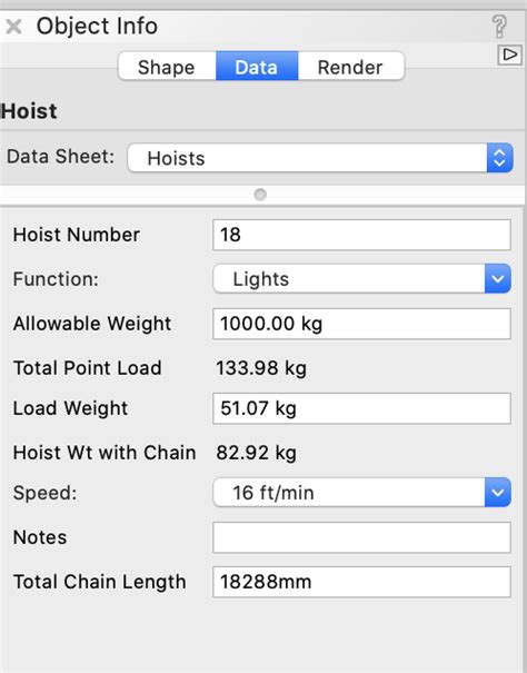 Customizing Hoist Object Info Palette Entertainment Vectorworks Community Board