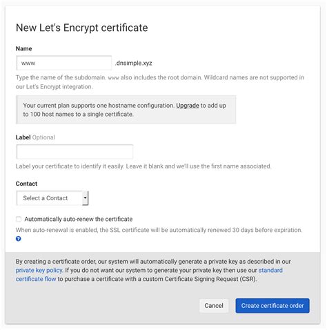 Ordering A Lets Encrypt Certificate Dnsimple Help