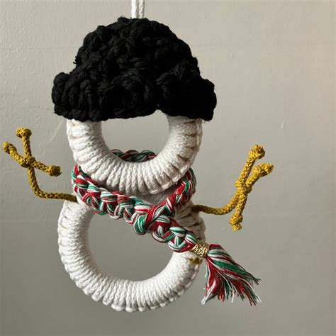 Christmas Macrame Snowman Pdf Tutorial Diy Pattern For Winter Ornament Step By Step Xmas Decor