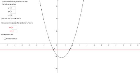 Solve Quadratic Equation Geogebra