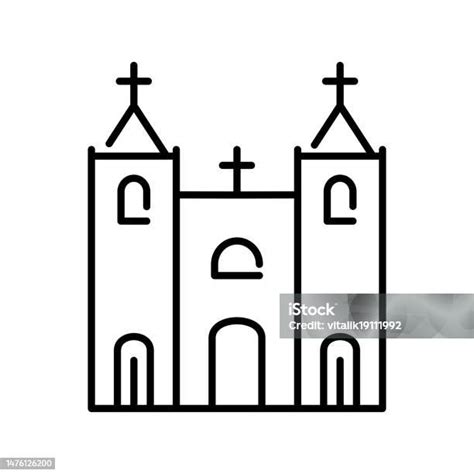 교회 아이콘입니다 종교 아이콘입니다 선형 기호입니다 0명에 대한 스톡 벡터 아트 및 기타 이미지 0명 건물 외관 건축 Istock