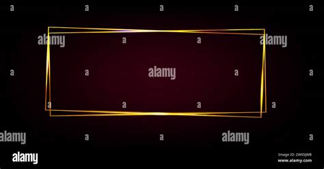 Golden Neon Rectangle Frame Banner With Light Glow Background Led Line