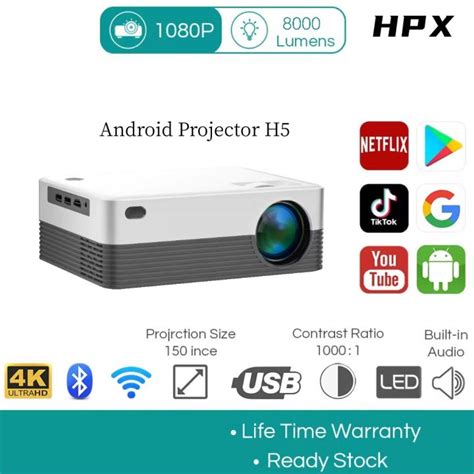 Hpx H Projector Mini Portable P K Ultra Hd Android Dual Wifi With Bluetooth Netflix