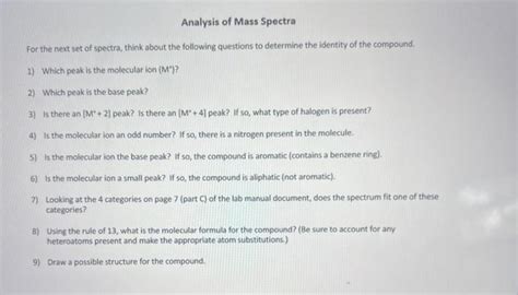 Solved For This Spectrum Answer The List Of Questions On Chegg Com