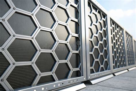 Metal Panels With Hexadecimal Grid 3d Illustration Stock Illustration