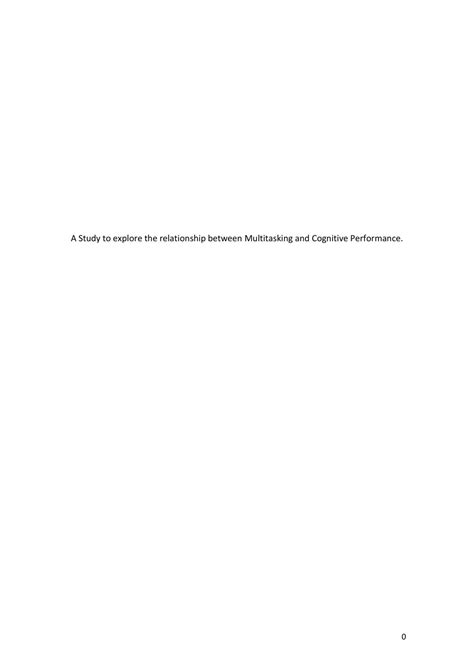 Research Report On The Relationship Between Multitasking And Cognitive Performance Behl 3021