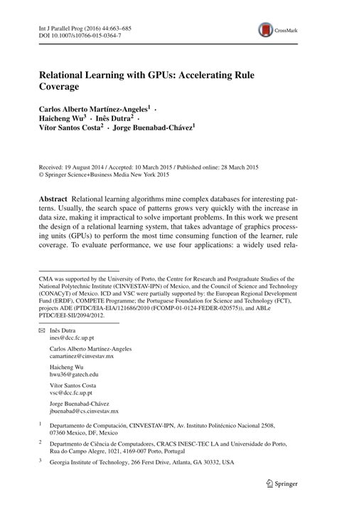 Pdf Relational Learning With Gpus Accelerating Rule Coverage